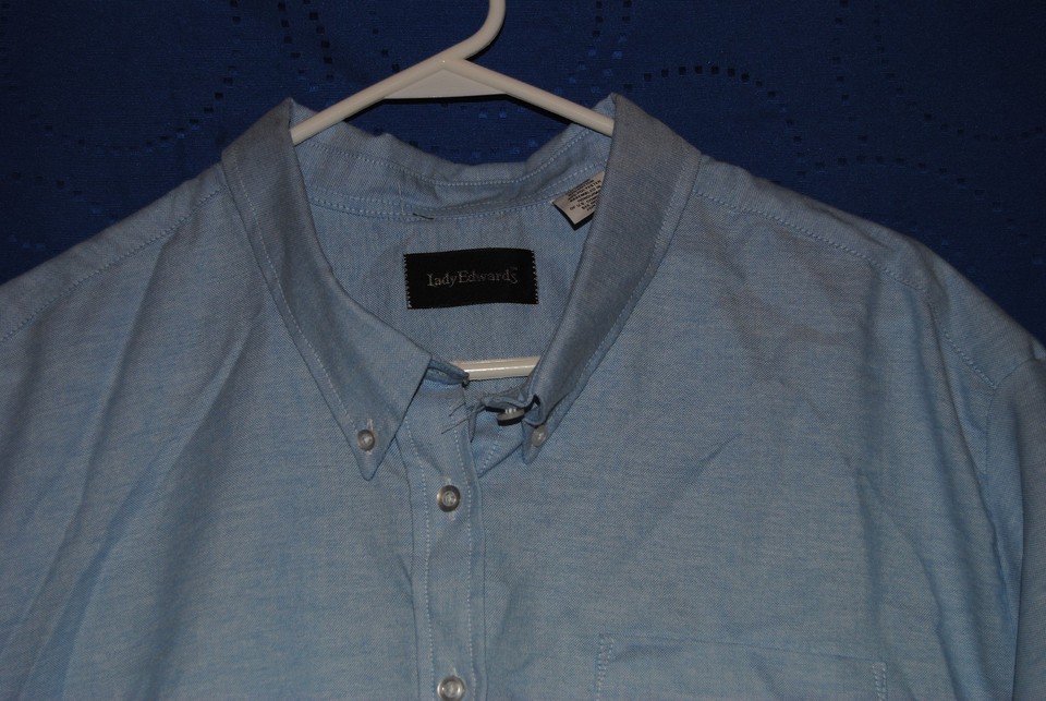 Women's LADY EDWARDS Blue Button Down Shirt Size 3XL Short Sleeve | eBay