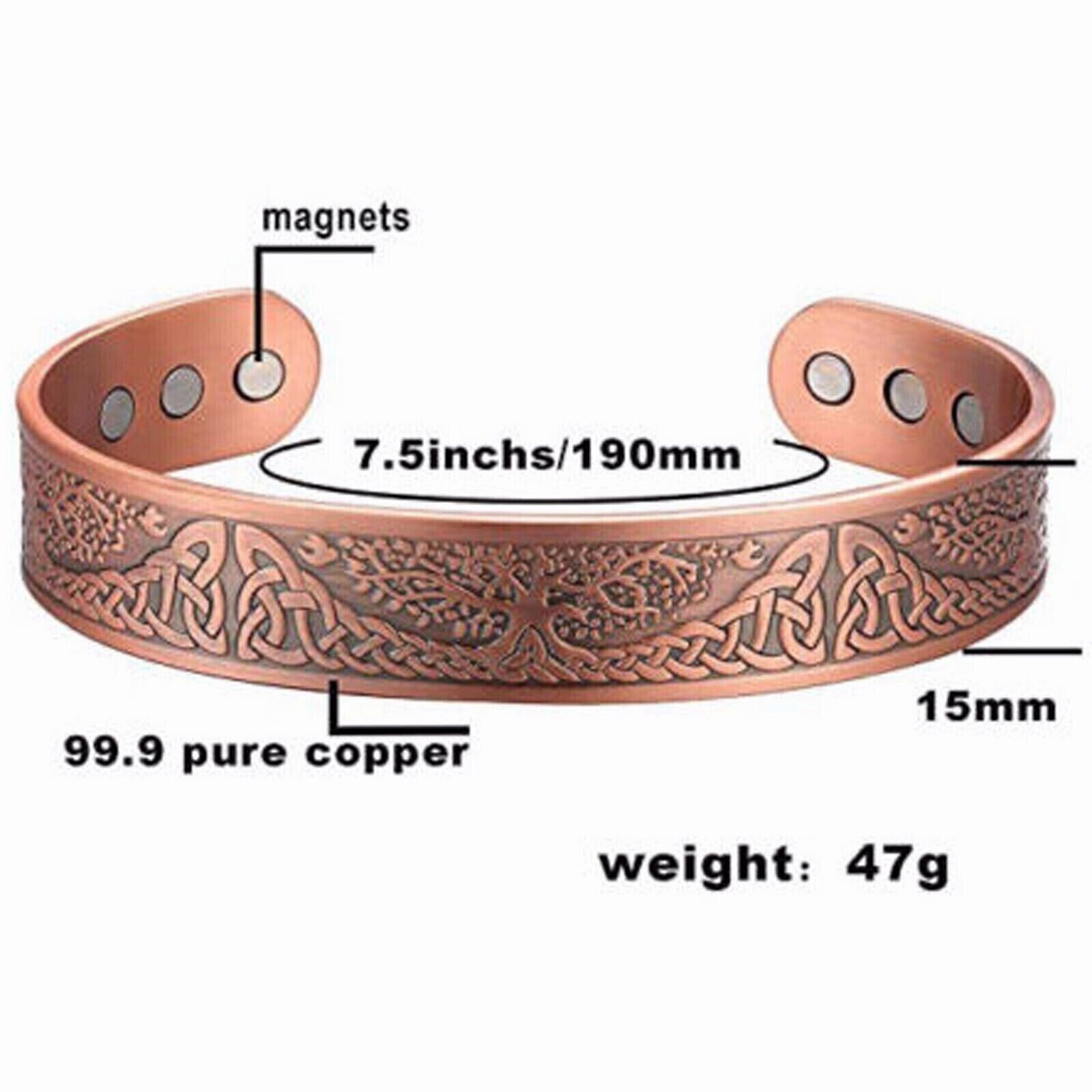 Copper Magnetic Bracelet Arthritis Pain Relief Bangle Healing Therapy ...