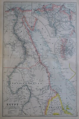 1919 MAP EGYPT ANGLO-EGYPTIAN SUDAN ERITREA ALEXANDRIA MOUTHS OF THE ...