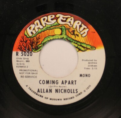 Allan Nicholls - Promo 45 - Coming Apart / Coming Apart On Rare Earth ...