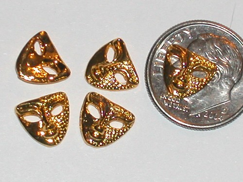 2pc Glass miniature dollhouse tiny little loose golden Mardi Gra opera ...