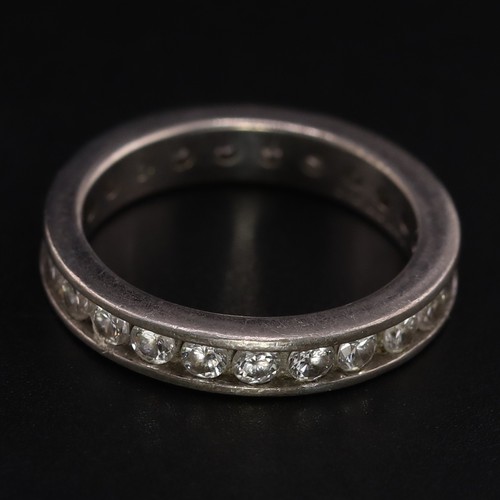 Sterling Silver DESIGNER FAS 4mm White CZ Infinity Wedding Band Ring ...