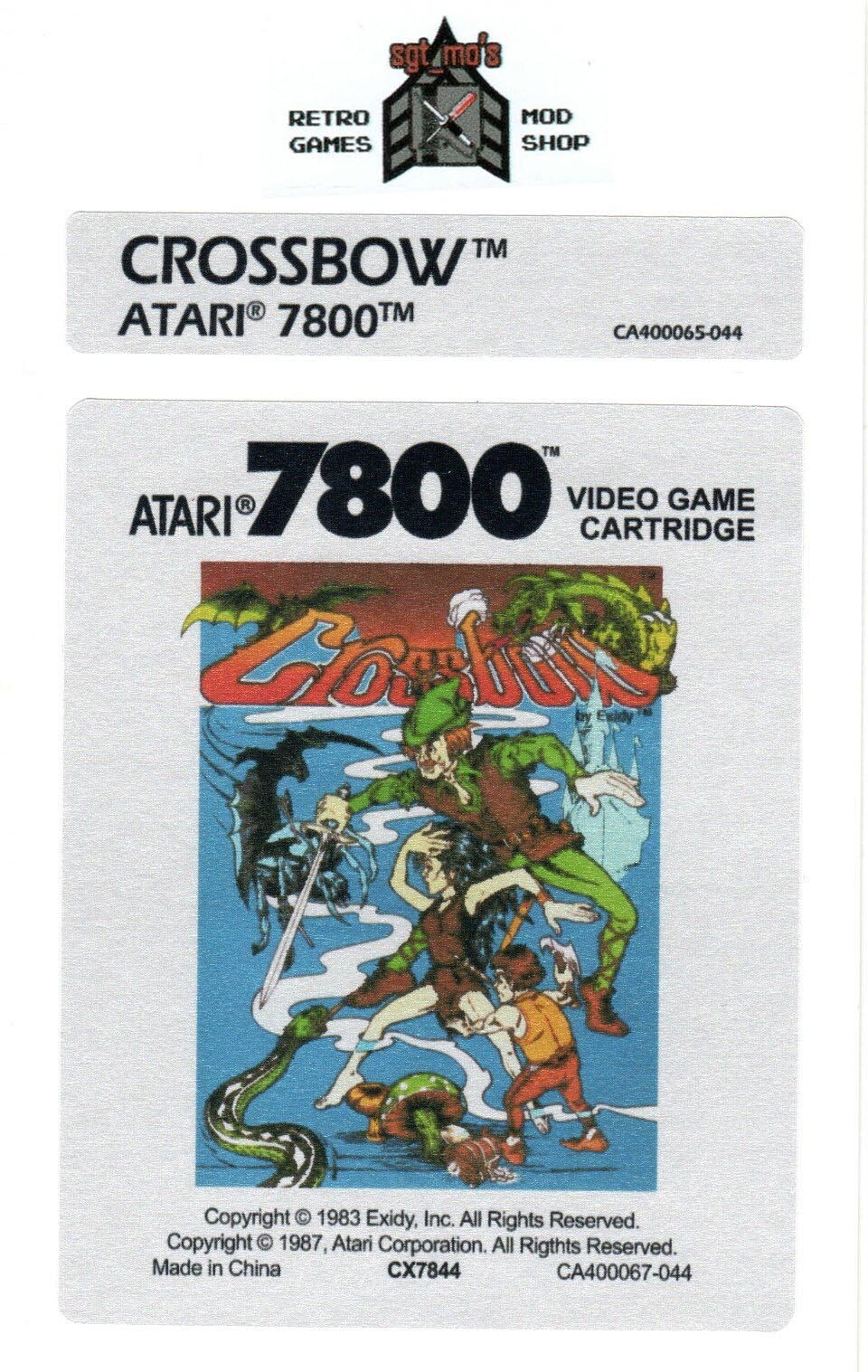 Atari 7800 Replacement Label - Crossbow | eBay