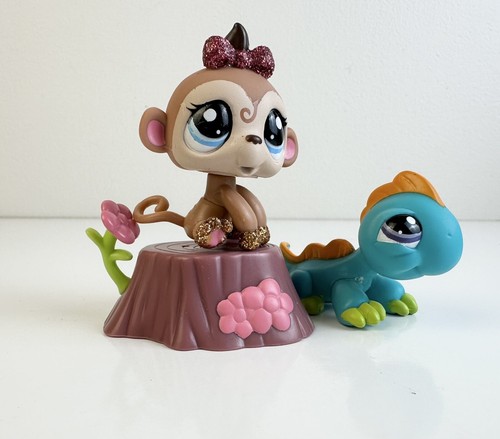 Littlest Pet Shop Pretty Pairs 2346 Blue Iguana 2347 Sparkle Monkey ...