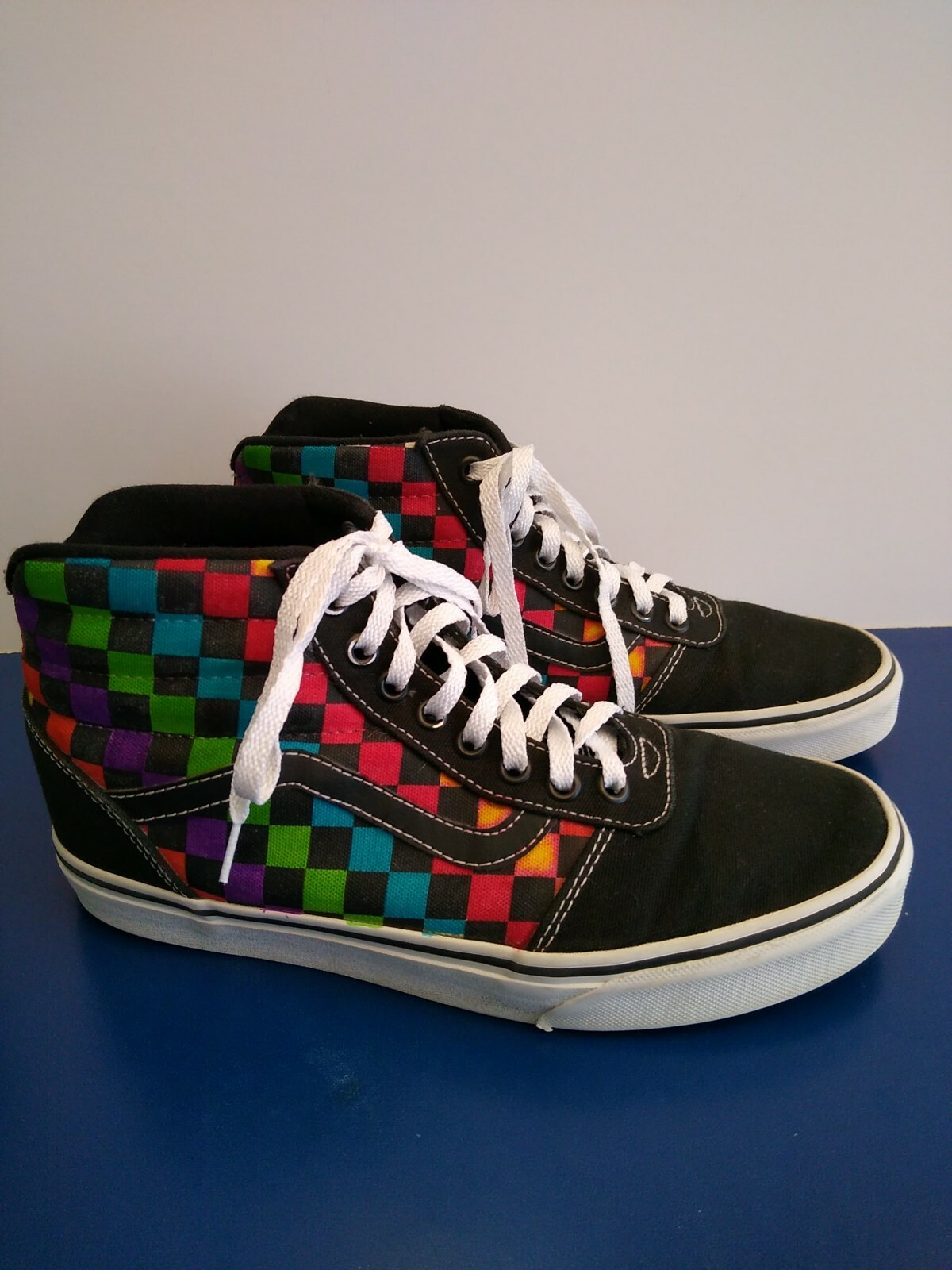 Vans Canvas Checkered High Top Shoes Size Men’s 7 Sha… - Gem