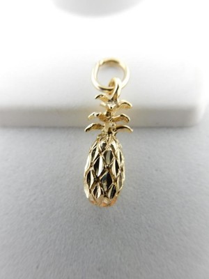 *14 KT YELLOW GOLD, DIAMOND CUT DETAIL PINEAPPLE PENDANT #W626 | eBay