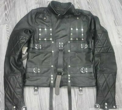 Mens Real Leather Heavy Duty Straight Jacket Cowhide Heavy Duty ...