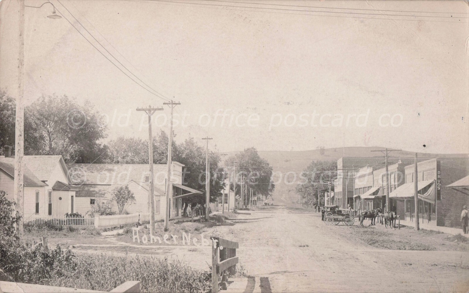 Homer, Nebraska-Dirt Main Street-Stores-Wagons c1910-RPPC Real Photo ...