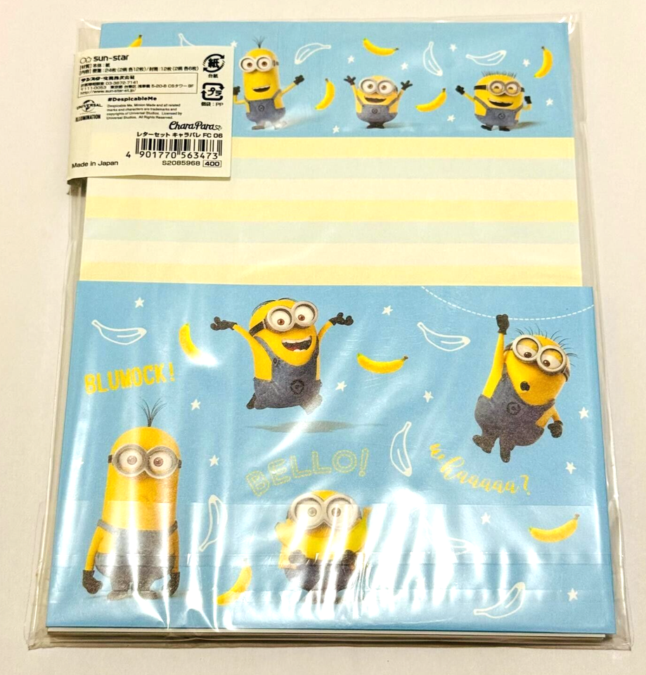 Despicable Me Minion Letter Set Writing paper x 12pcs x 2 & Envelope x ...