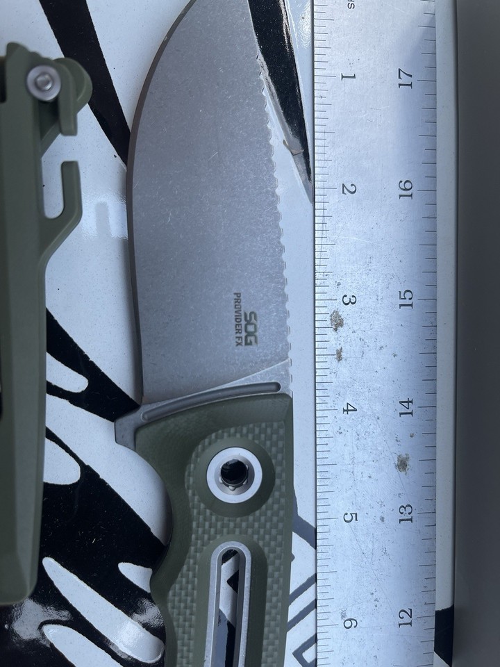 SOG Provider FX Fixed Knife 3.75" CPM S35VN Steel Full Blade Green G10 ...