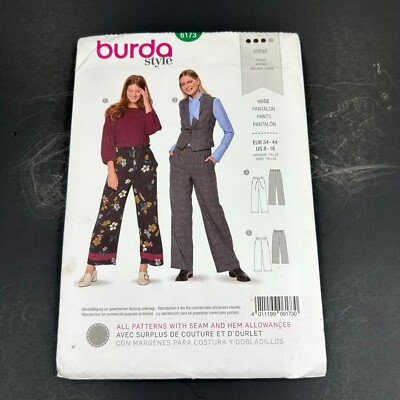 Burda 6173 Women's Pants Drawstring or Elastic Waist Uncut US 8-18 Euro ...