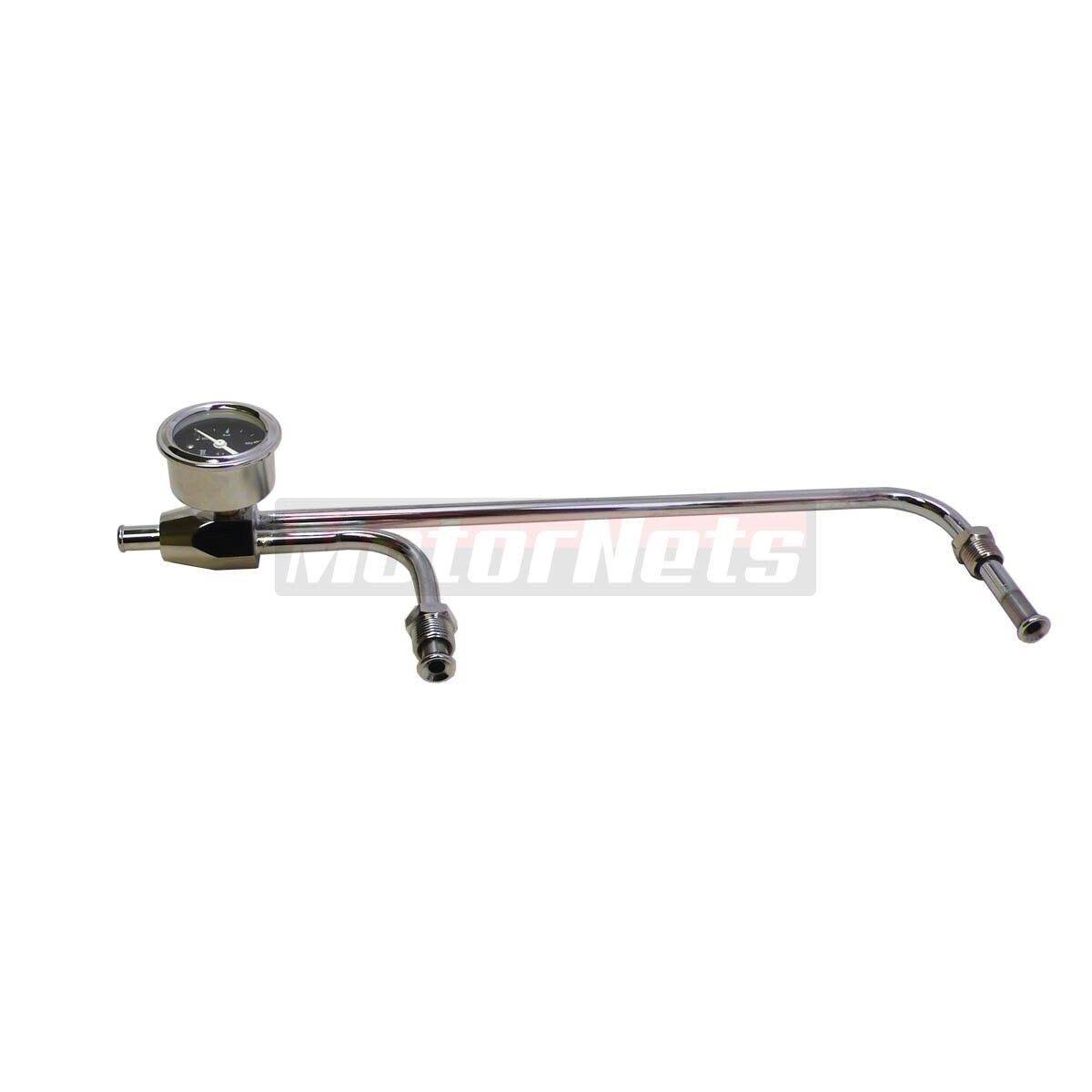 Chrome Dual Fuel Line Holley 3310 4160 Carbs & 0-15 Gauge 3/8" Hot Rat ...
