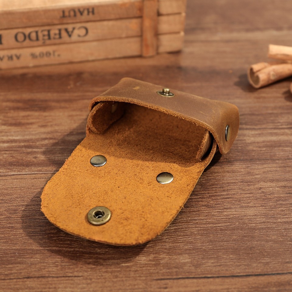 Vintage Leather Headphone Bag Cowhide Earphone Case Small Coin Pouch ...