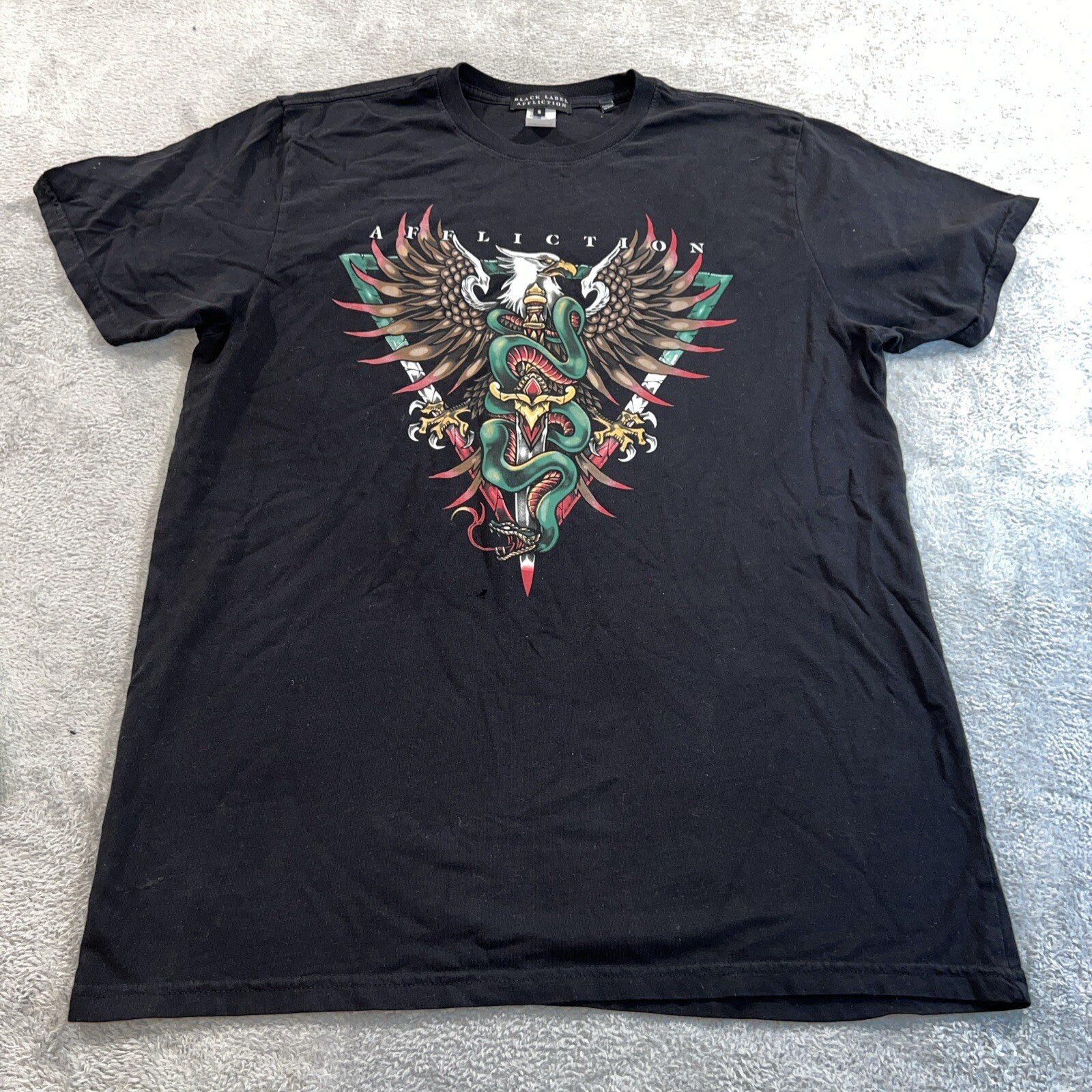 Affliction Black Label Shirt Mens Size S Live Fast Bold Eagle Flag ...