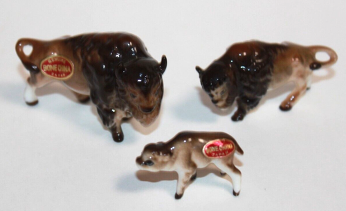 Vintage Mini Bone China Figurines Set 3 Buffalo | eBay