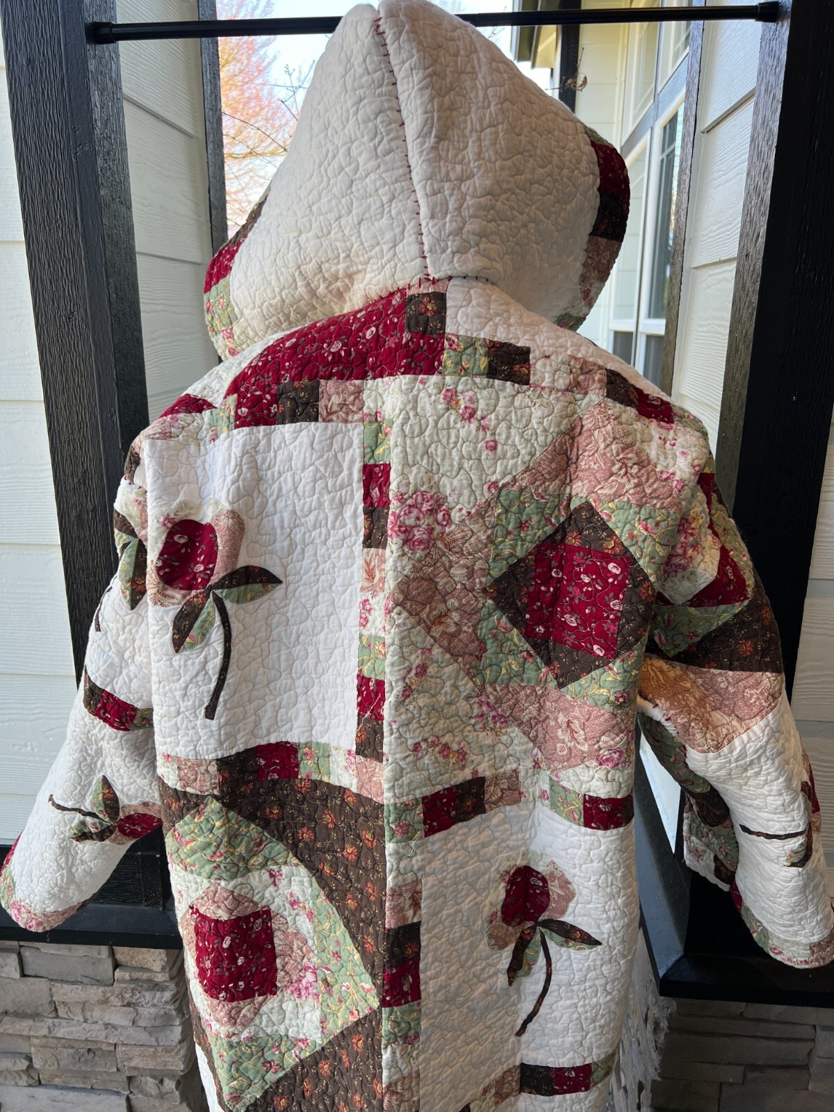 Handmade Upcycled Roses Patchwork Quilt Duster Coat - Gem