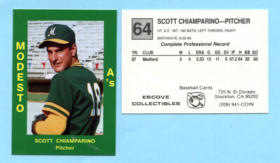 1988 Minor League - Modesto A's - 64 Scott Chiamparino - Box 226 | eBay