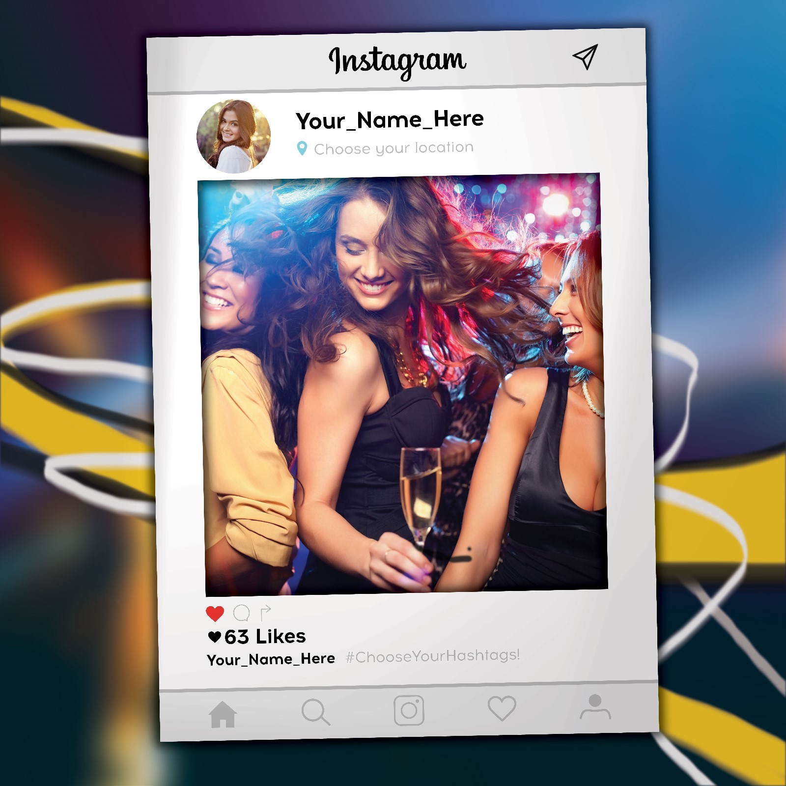 Instagram Selfie Photo Frame Board Social Media Party Cut Out Prop A0 ...