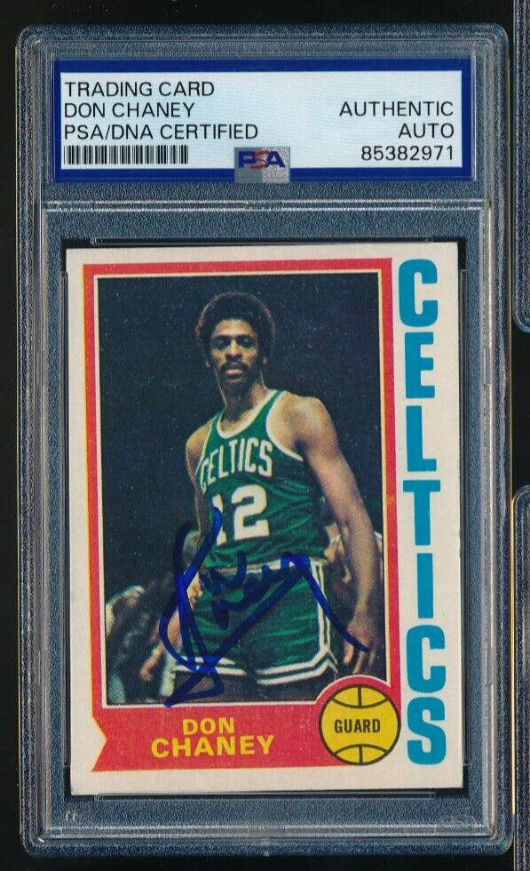 1974-75 Topps #133 Don Chaney signed auto autograph crisp blue sharpie ...