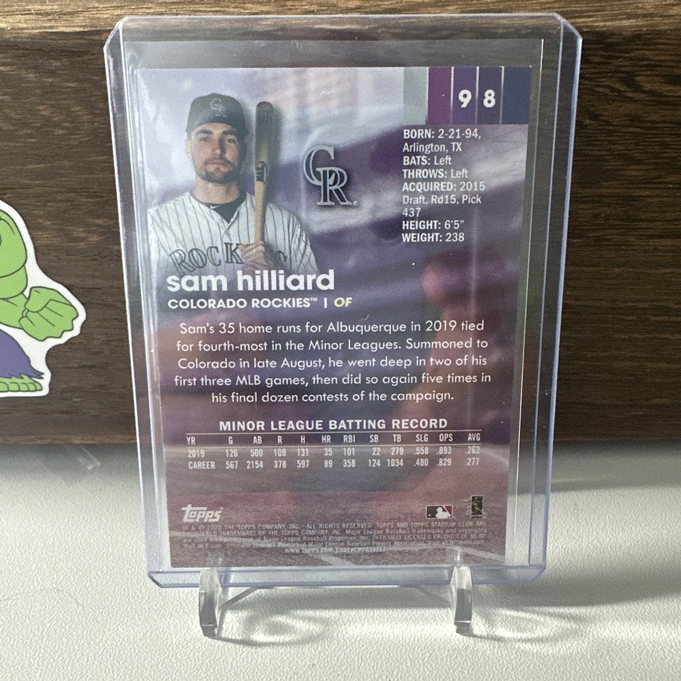 2020 Stadium Club #98 Sam Hilliard Rockies Rookie Card RC | eBay