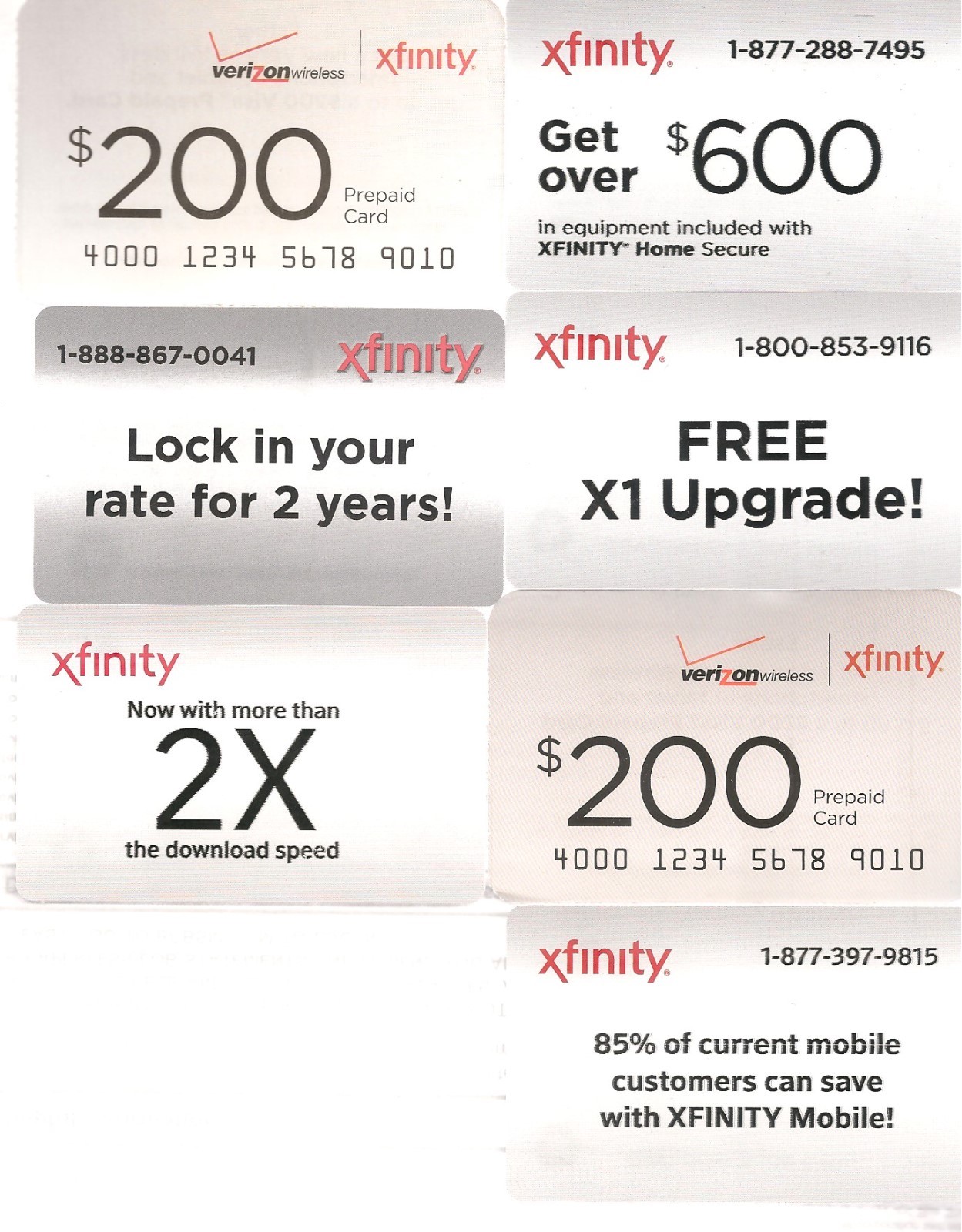 30 Xfinity Special Offer Promotion Ad Cards | eBay