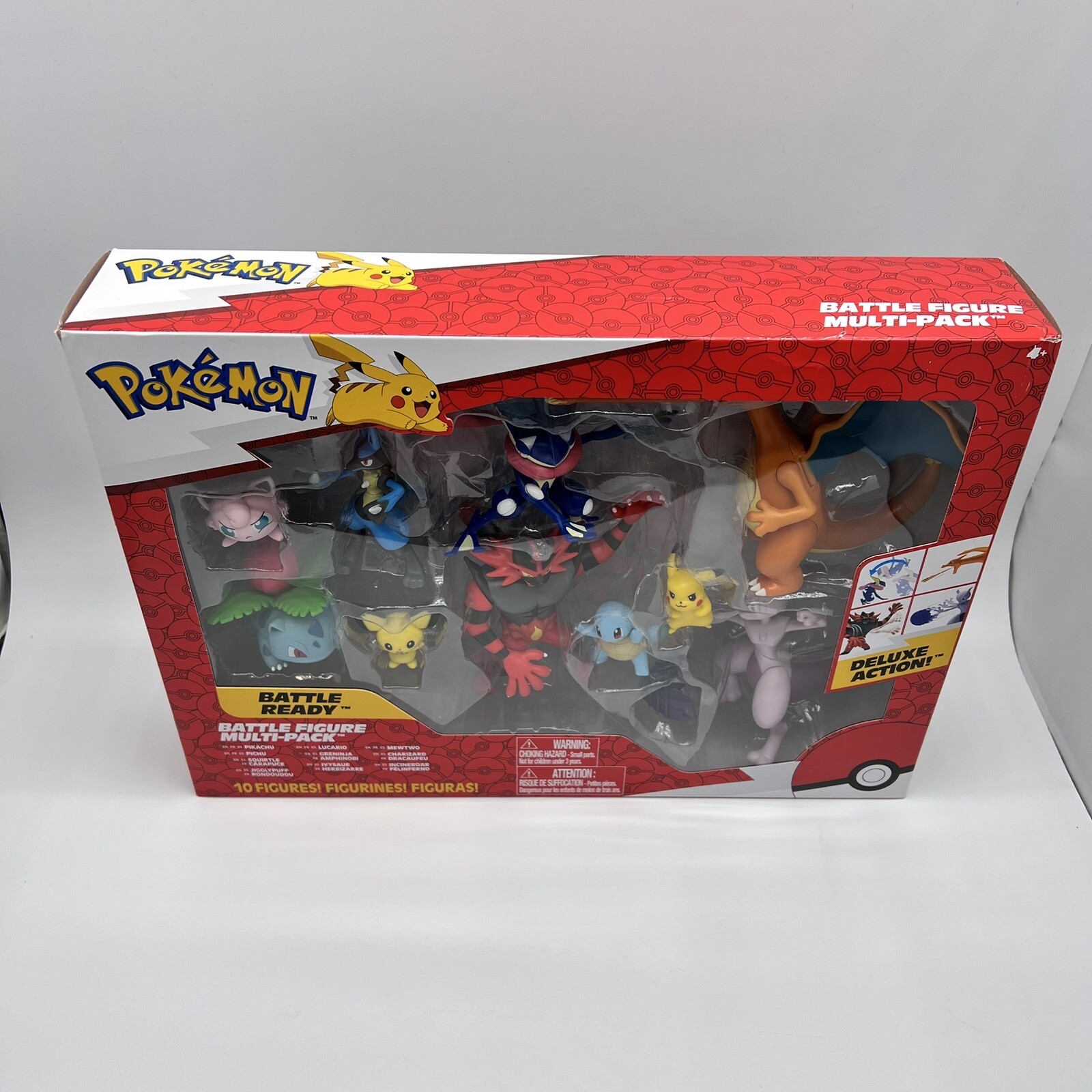 Jazwares Pokemon 10 Pack Battle Ready Figures Incineroar, Pikachu, Box ...