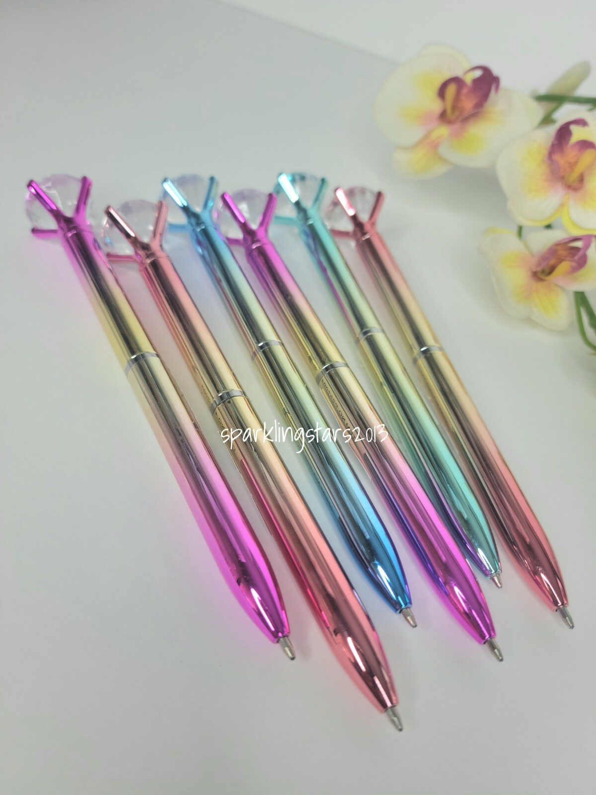 Big Crystal Diamond Pen Metal Black Ink Ballpoint Pens for Office ...
