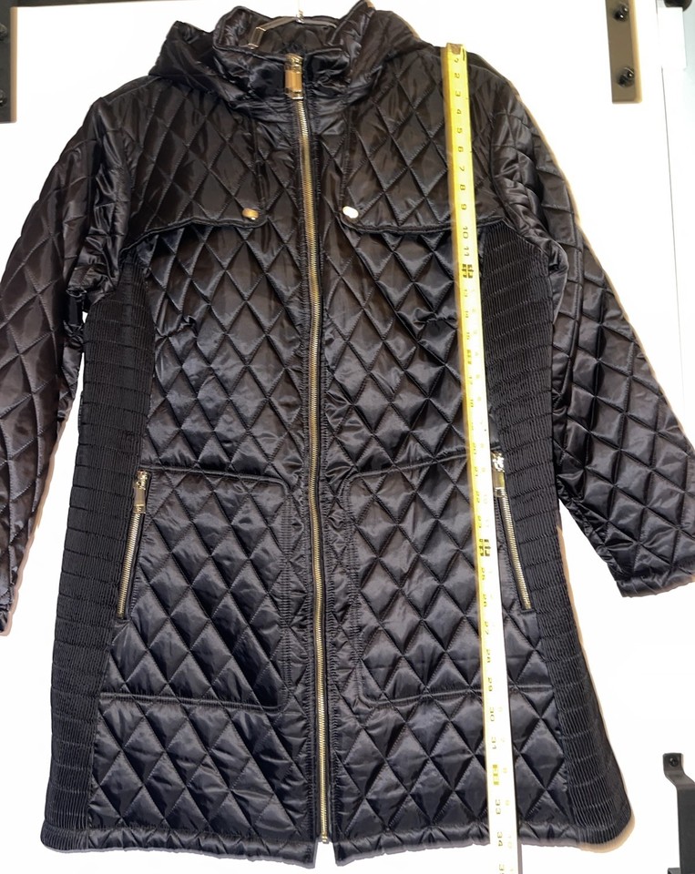 Nine West Women's Black Lightweight Quilted Hooded Puffer Jacket Size ...