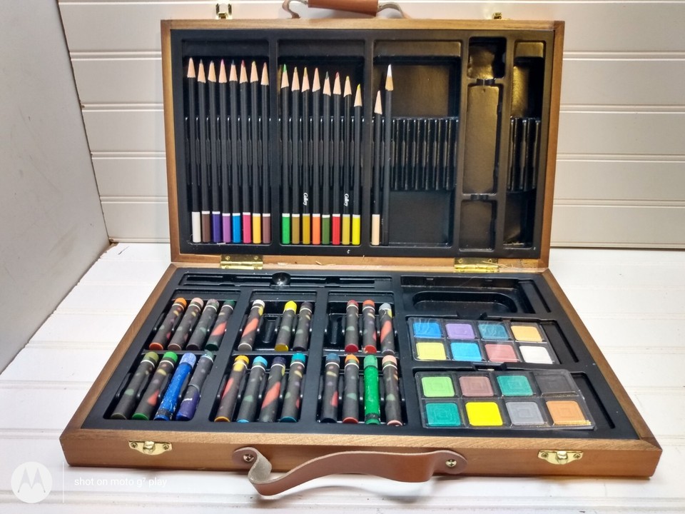 Art Kit Set Drawing Kids Teen Pencils Painting Crayon Wooden Case | eBay