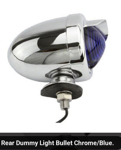 1 REAR DUMMY LIGHT BULLET,BLUE LENSE CHROME FOR BICYCLES, CRUISERS ...