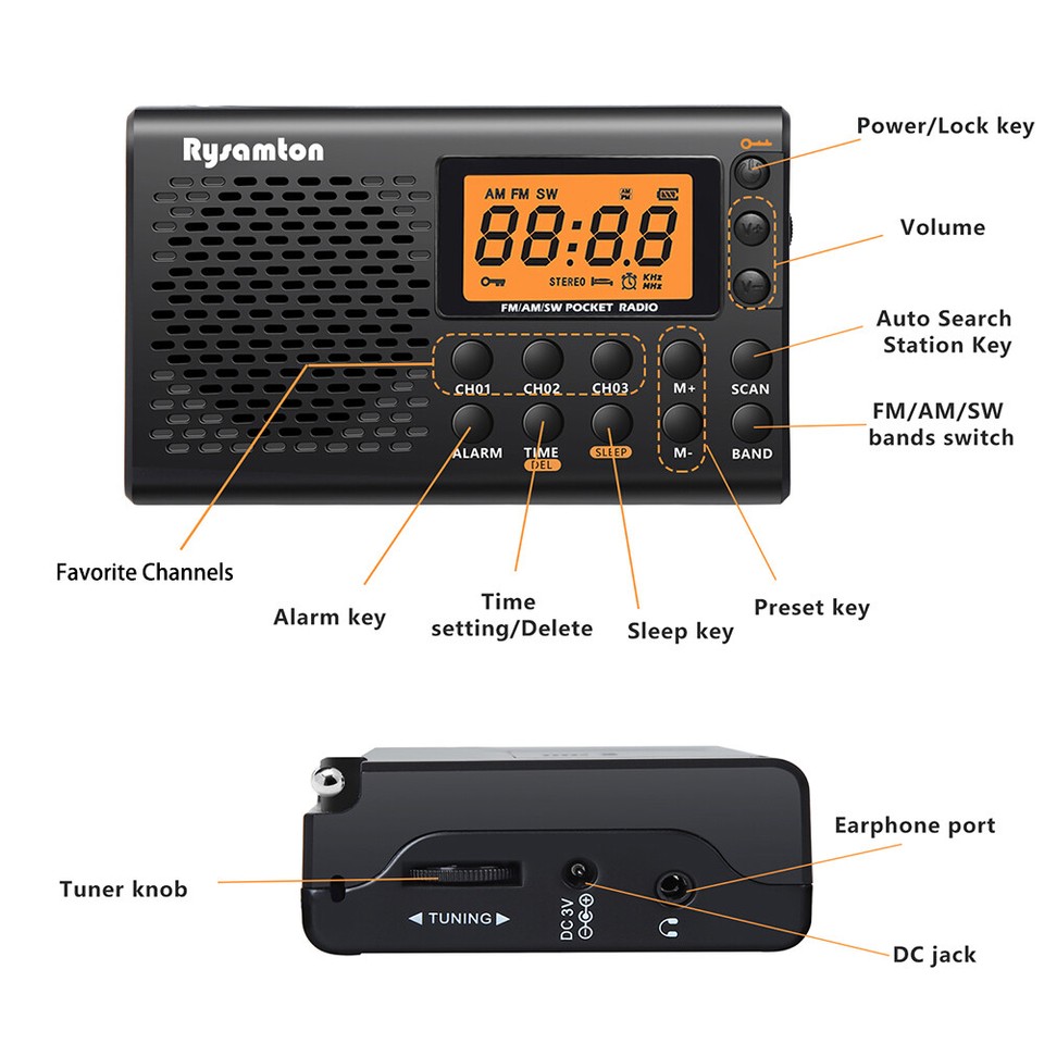 FM/AM/SW Multiband Radio Receiver Digital Speaker Player W/ Headphones ...