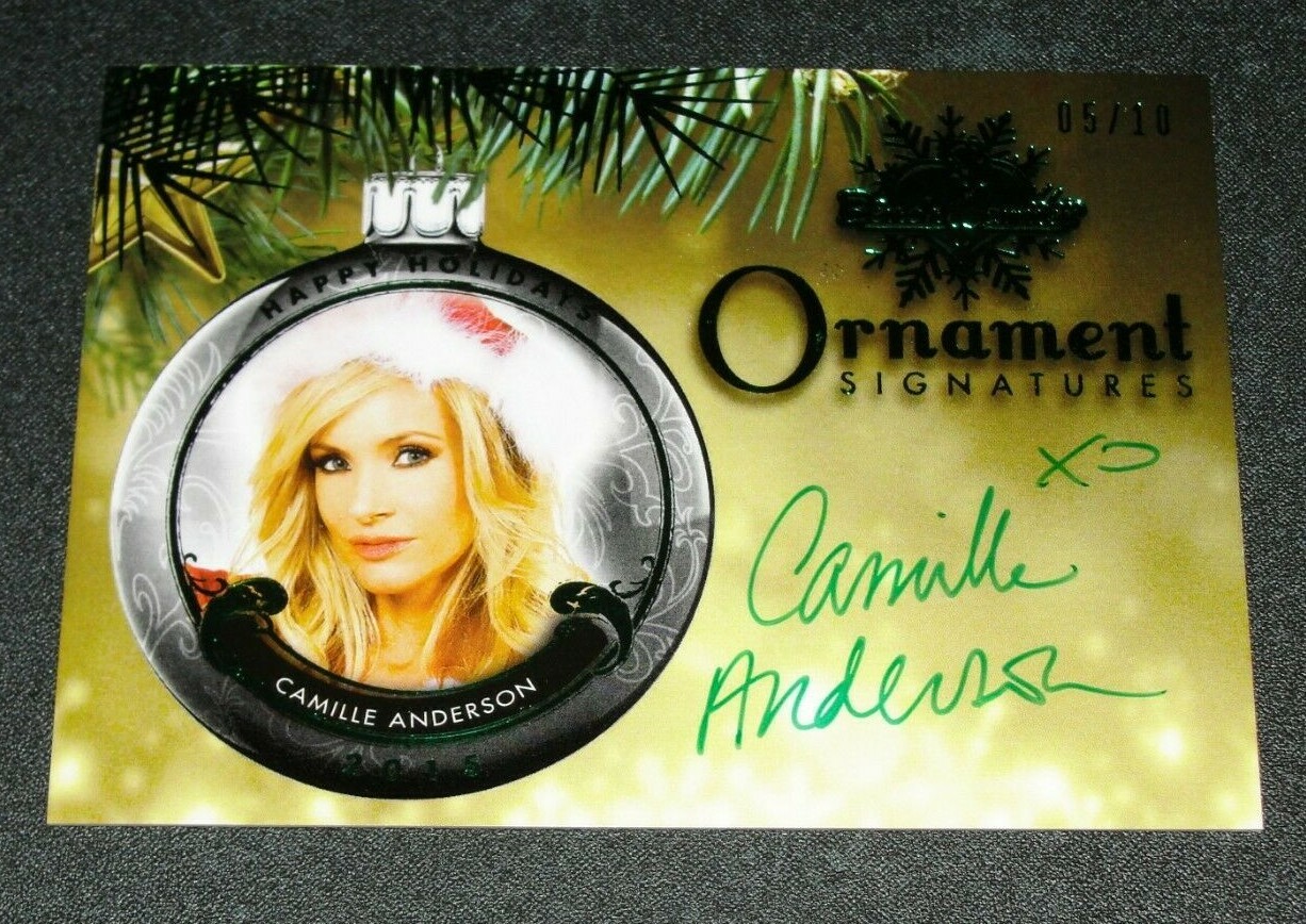2015 Benchwarmer CAMILLE ANDERSON Holiday #28 ORNAMENT Green Foil ...