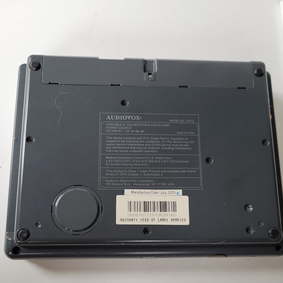 Audiovox Portable 8” LCD Monitor DVD Player W/ Case Accessories Parts ...