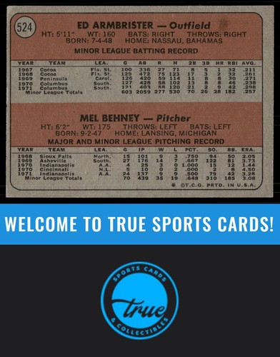 1972 Topps #524 Reds 1972 Rookie Stars (Ed Armbrister / Mel Behney) | eBay