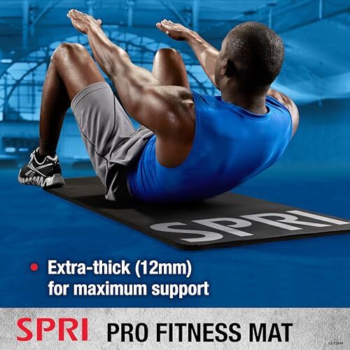 12mm Pro Fitness Matt - Thick Exercise Mat for Floor Workouts, Sit-Ups ...
