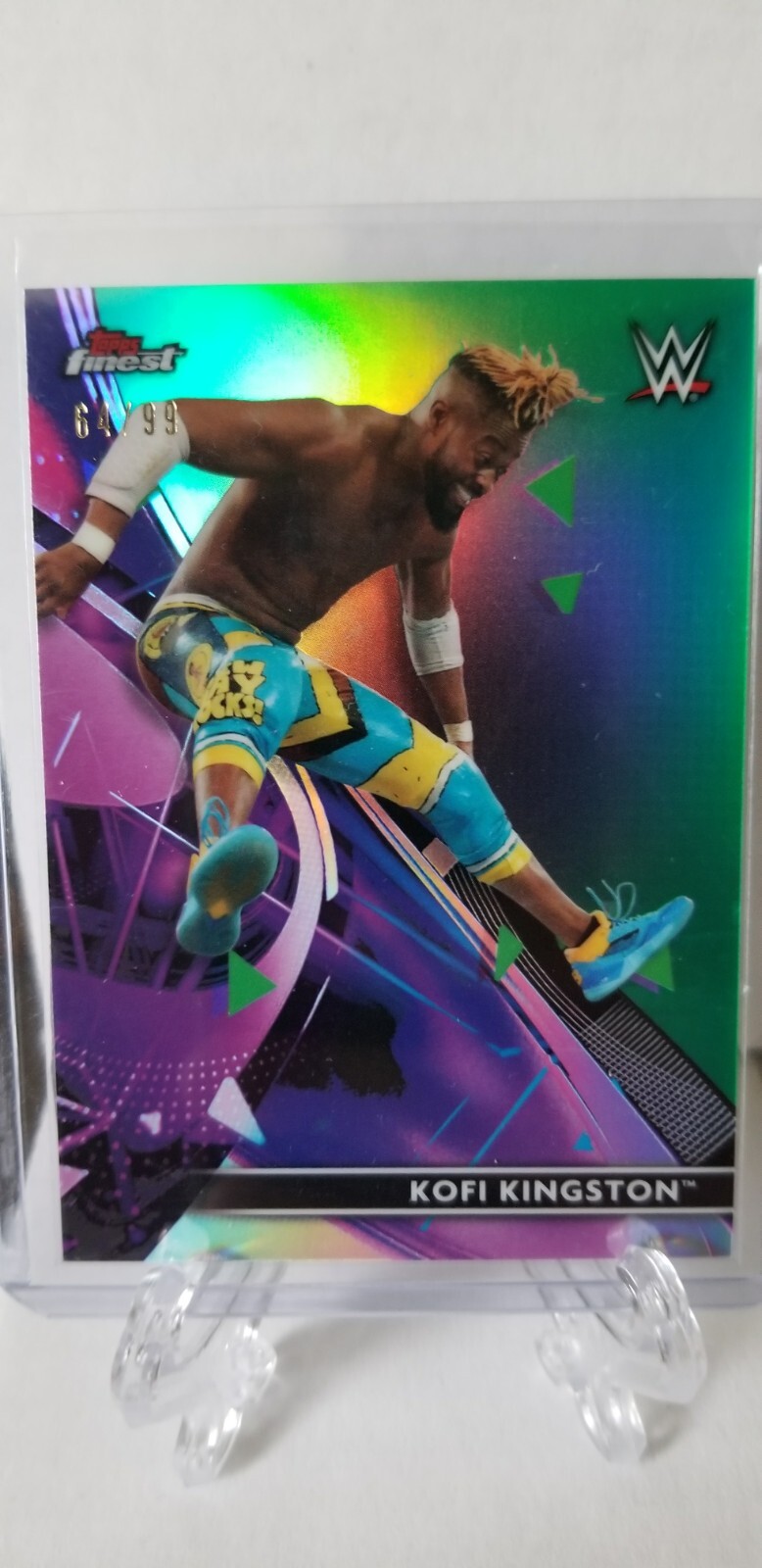 2021 WWE Topps Finest Kofi Kingston Green Refractor /99 Parallel ...