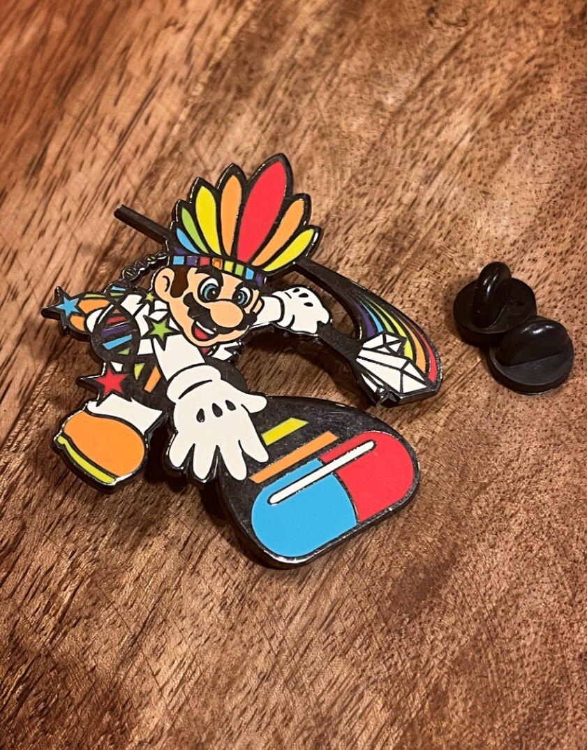 Mario Super Pill Tomahawk Hat Pin & Pinbacks - Gem