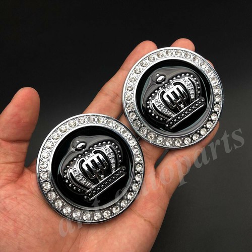 2x Metal Crystal Crown Luxury VIP Emblem Badge Motorcycle Decals ...