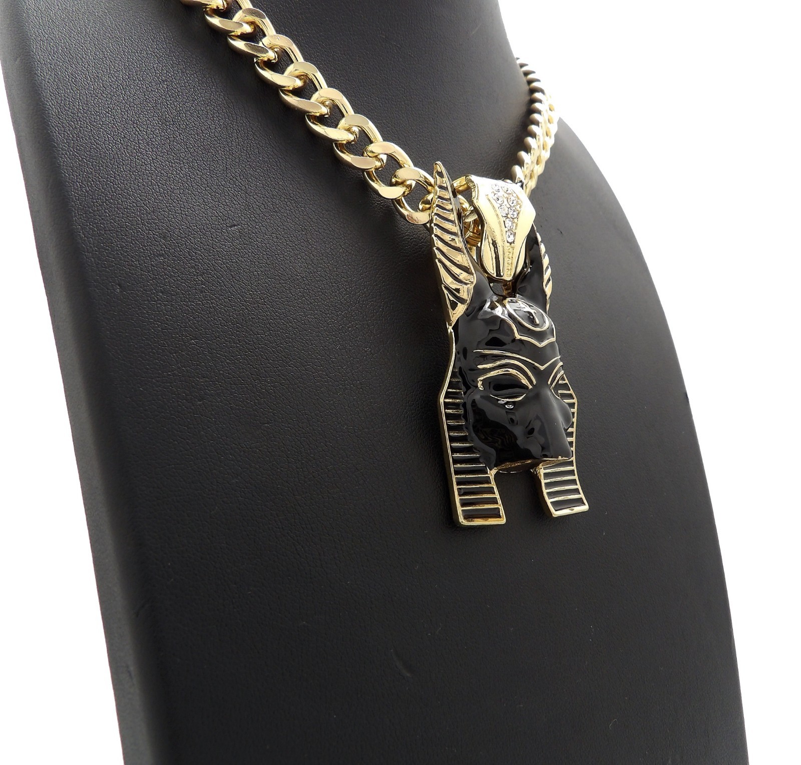 New Egyptian Anubis Head Pendant 9mm/18" Link Chain Hip Hop Necklace ...