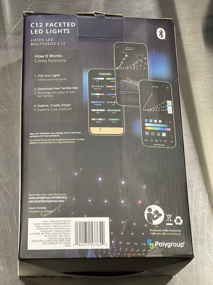 Twinkly Lumations 20 RGB LED C12 APP CONTROLLED Mappable LIGHTS 15.8 ft ...