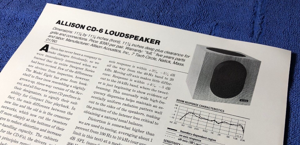 ALLISON CD-6 SPEAKER ORIGINAL REVIEW ONE PAGE REPRINT AD M367x | eBay