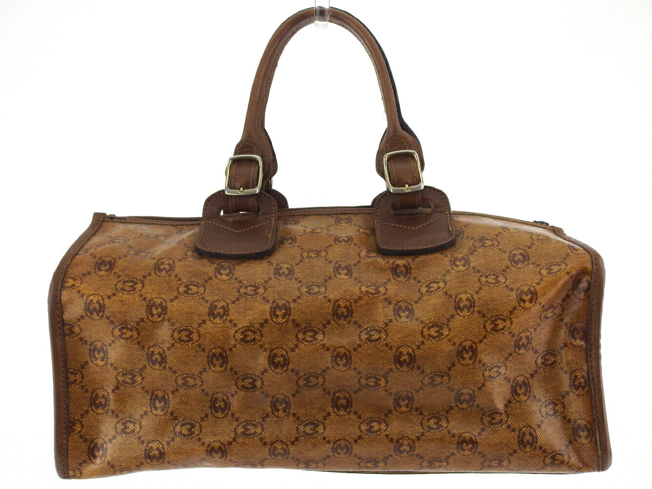 MORABITO Boston Bag Monogram Beige PVC x Leather Authentic USED T20348 ...