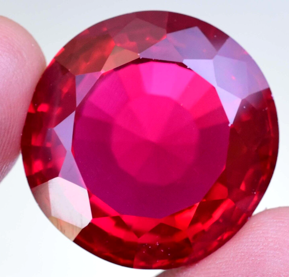 91.75 Ct Natural Flawless Mogok Red-Pink Ruby Certified Round Cut Loose ...