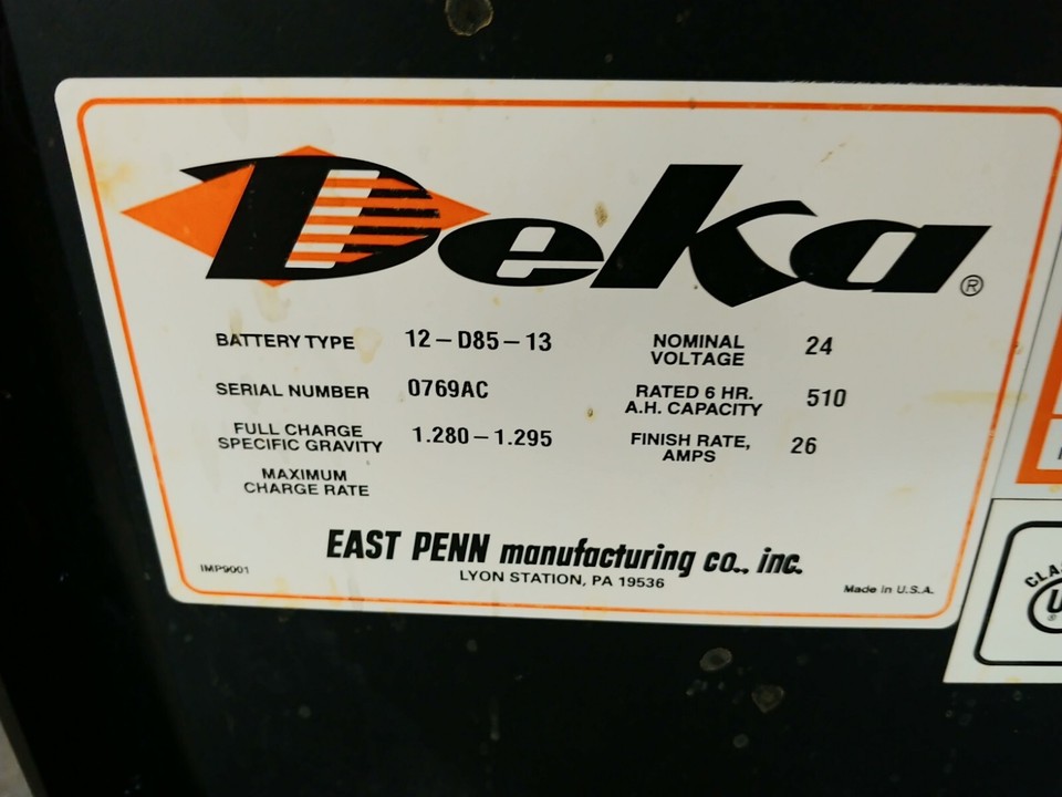 DEKA 24volt 12-85-13 ELECTRIC FORKLIFT PALLET JACK BATTERY 510 AMP ...