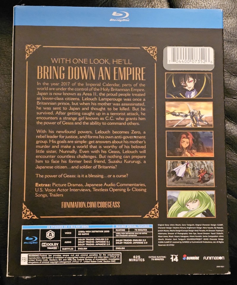 Code Geass Lelouch of the Rebellion Complete Season One Collection Blu ...