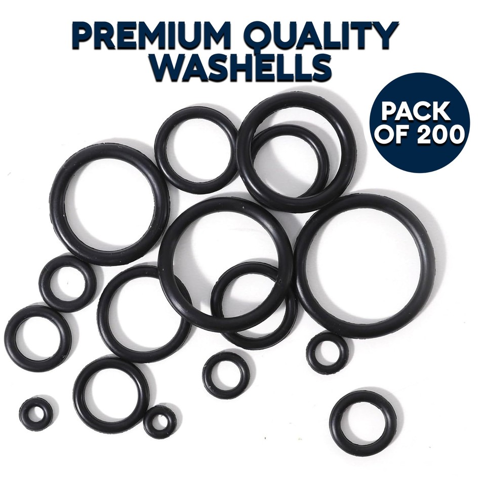 200 Pcs Tap Assorted Plumbing Gasket Set Rubber O-Ring Seals for Mixer ...