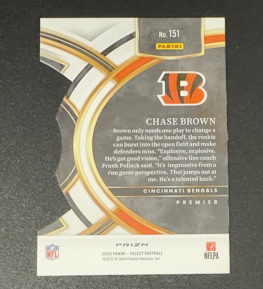 Chase Brown 2023 Panini Select ROOKIE Premier Silver Die Cut #151 ...