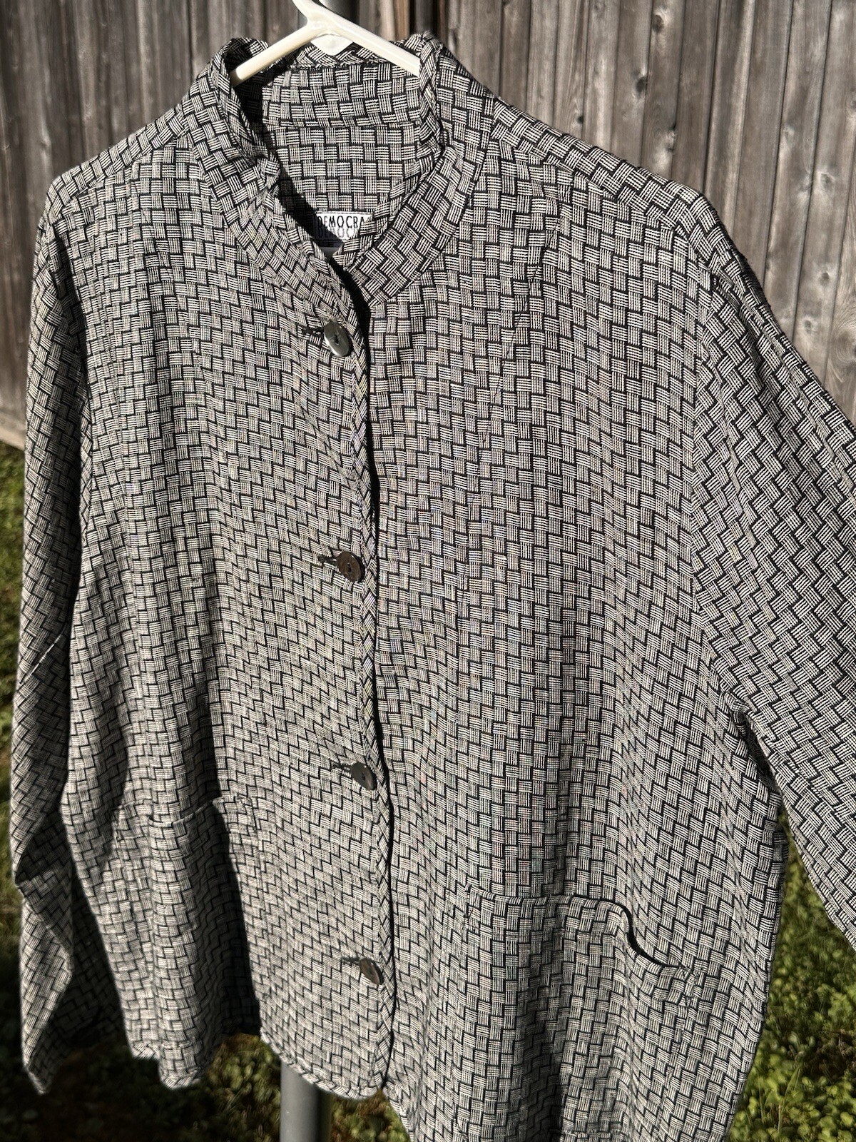 Democracy Jacket Mandarin Collar Blazer Lagenlook Art… - Gem