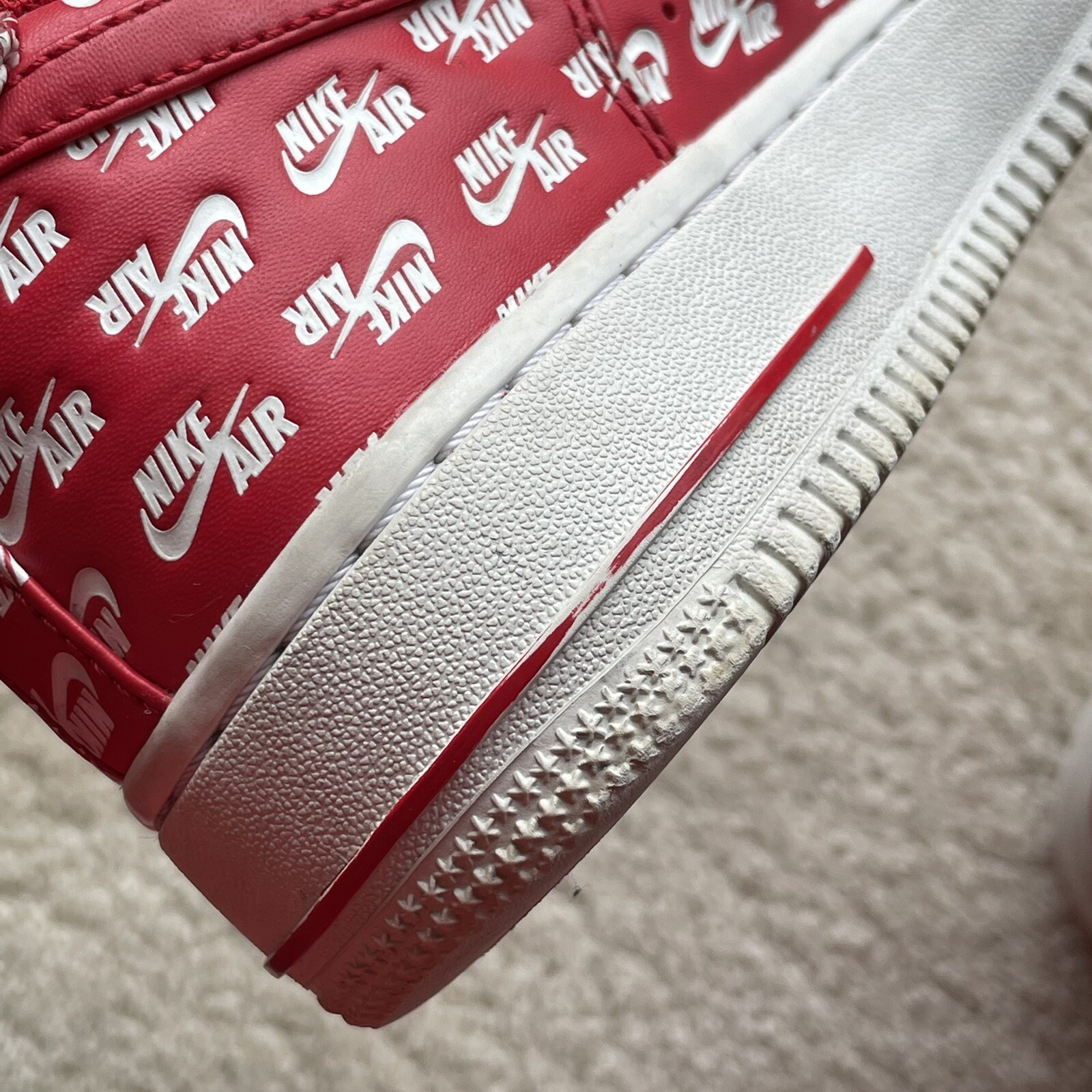 [US 8] NIKE AIR FORCE 1 AF1 Low University Red All Ov… - Gem
