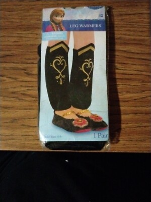 Disney Frozen Anna Leg Warmers Child's Size 4-6, Black & Gold, New in ...